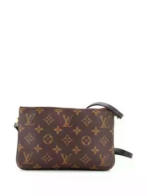 LOUIS VUITTON Double Zip Pochette Reverse Monogram Giant Clutch Bag - Brown