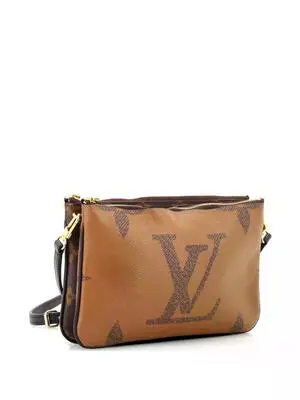 LOUIS VUITTON Double Zip Pochette Reverse Monogram Giant Clutch Bag - Brown