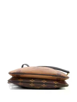 LOUIS VUITTON Double Zip Pochette Reverse Monogram Giant Clutch Bag - Brown