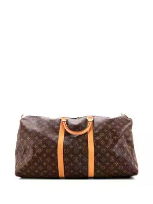 LOUIS VUITTON Keepall Monogram Canvas 55 Travel Bag - Brown