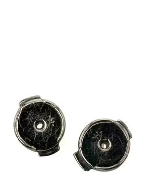 Hermès 20th Century Palladium Plated Enamel Cage Cube Earrings - Pink