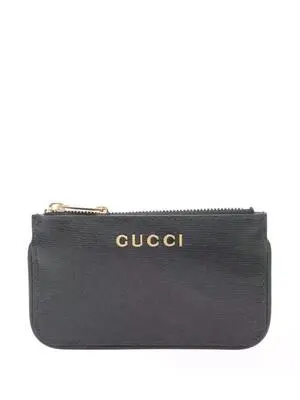 Gucci 2016-2026 Leather Script Coin Pouch - Black