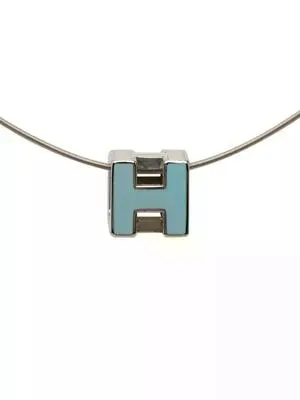 Hermès 2010-2026 Lacquered Cage D H Pendant Necklace - Blue