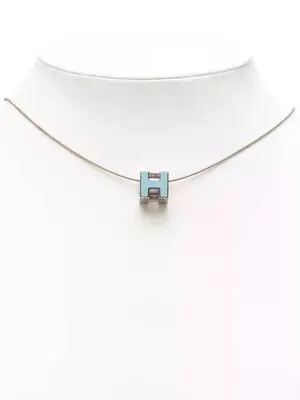 Hermès 2010-2026 Lacquered Cage D H Pendant Necklace - Blue