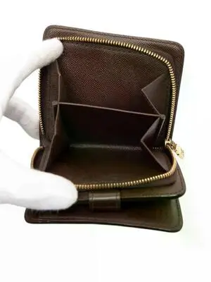 LOUIS VUITTON 2005 Damier Ebene Compact Zip Wallet Small Wallets