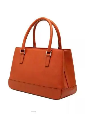 Burberry Leather Top Handle Tote Bag - Orange