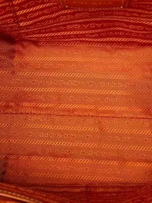 Prada Saffiano Trimmed Canapa Satchel - Orange