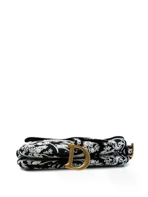 Dior 2022 Canvas Embroidered Saddle Bag - Black