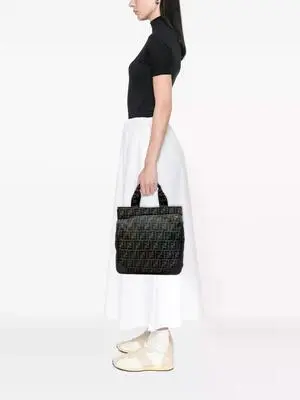 Fendi 2000-2025 Zucca Canvas Shopping Tote Bag - Brown