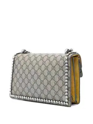 Gucci Gg Supreme Dionysus Shoulder Bag With Crystal Bow - Neutrals