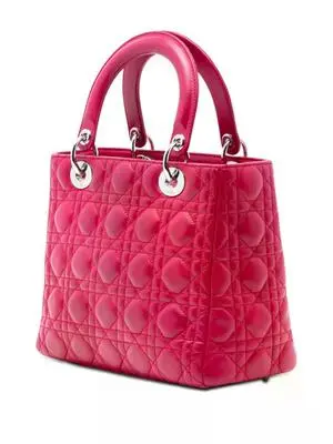 Dior 2011 Medium Lambskin Cannage Lady Satchel - Red