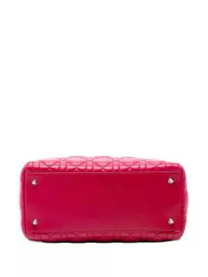 Dior 2011 Medium Lambskin Cannage Lady Satchel - Red