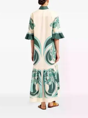 La DoubleJ Artemis Ruffled Floral Print Dress - Neutrals
