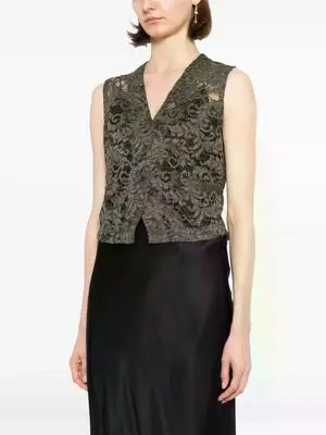 BLAKLACE Lace V-neck Top - Green