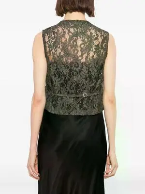 BLAKLACE Lace V-neck Top - Green