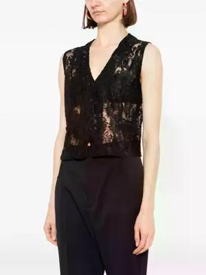 BLAKLACE Lace V-neck Top - Black