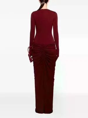 CHATS BY C.DAM Zayra Long-sleeve Draped Dress - Red