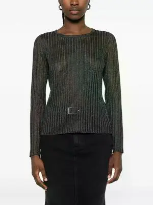 ROBERTO COLLINA Ribbed-knit Cut-out Sweater