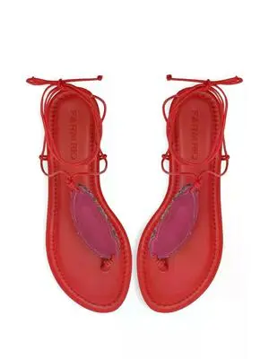 Farm Rio Tie Stone Sandals - Red