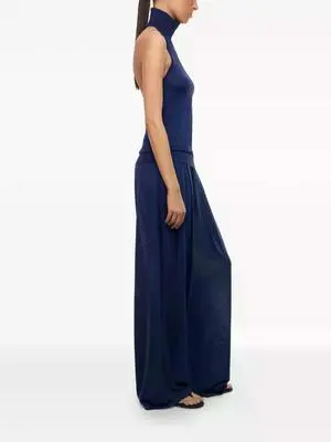 12 STOREEZ Silk Turtleneck Top - Blue