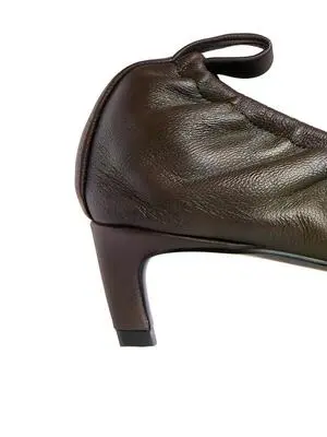 12 STOREEZ Leather Pointed Toe Pumps - Brown