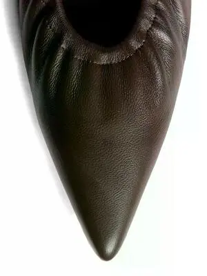 12 STOREEZ Leather Pointed Toe Pumps - Brown