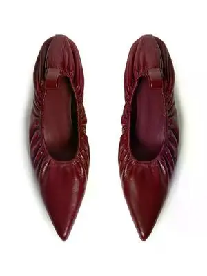 12 STOREEZ Leather Pointed Toe Pumps - Red