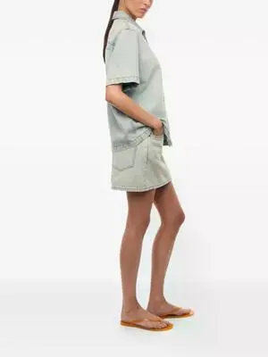 12 STOREEZ Bowling Denim Shirt - Blue