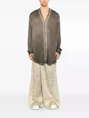 JULIUS Slit Neck Shirt - Brown