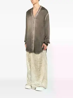 JULIUS Slit Neck Shirt - Brown