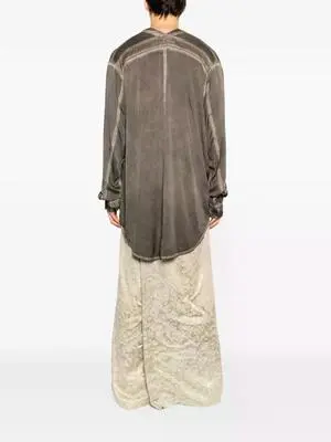JULIUS Slit Neck Shirt - Brown