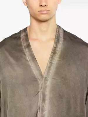 JULIUS Slit Neck Shirt - Brown