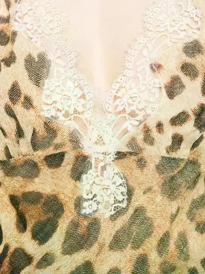 ERMANNO FIRENZE Leopard-print Lace-trim Top