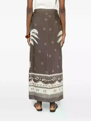 OTTOD'AME Palm Tree Print Midi Skirt