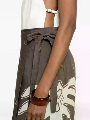 OTTOD'AME Palm Tree Print Midi Skirt