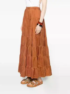 FORTE_FORTE Silk Tiered Maxi Skirt - Brown