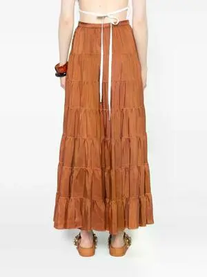 FORTE_FORTE Silk Tiered Maxi Skirt - Brown
