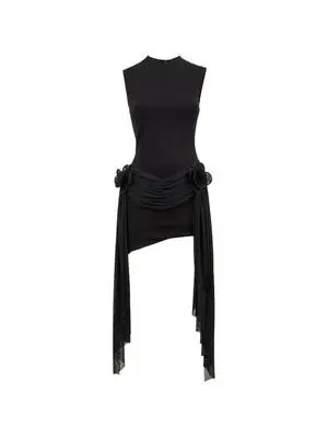 David Koma Drape Floral-embellishment Mini Dress
