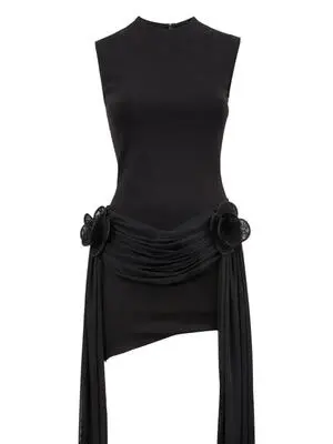 David Koma Drape Floral-embellishment Mini Dress