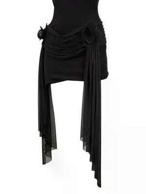 David Koma Drape Floral-embellishment Mini Dress