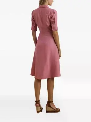 Ralph Lauren Linen Midi Shirt Dress - Pink