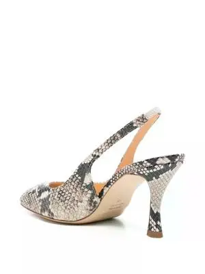 CHANTAL Snakeskin-effect Peep-toe Slingback Sandals - Neutrals