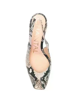 CHANTAL Snakeskin-effect Peep-toe Slingback Sandals - Neutrals