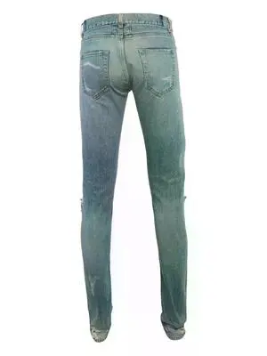 Saint Laurent 2024 Ripped Leather Patch Jeans
