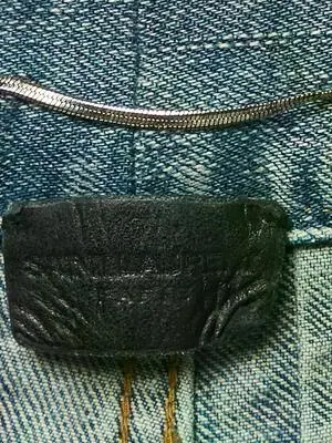 Saint Laurent 2024 Ripped Leather Patch Jeans