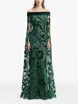 GEMY MAALOUF Off-shoulder Maxi Dress - Green
