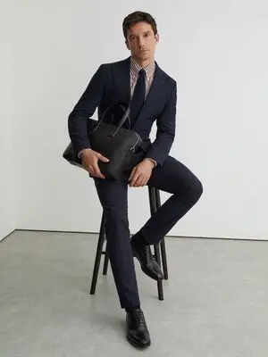 REISS Morgan Leather Brogue Oxford Shoes - Black