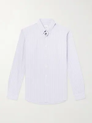 Paul Smith Button-down Collar Striped Cotton-poplin Shirt - Blue