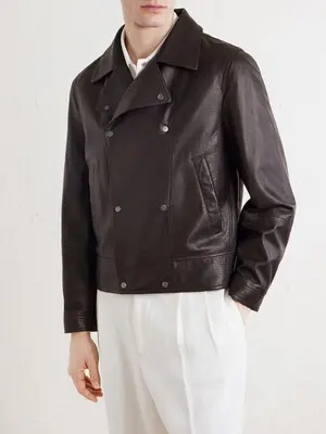 Brunello Cucinelli Leather Biker Jacket