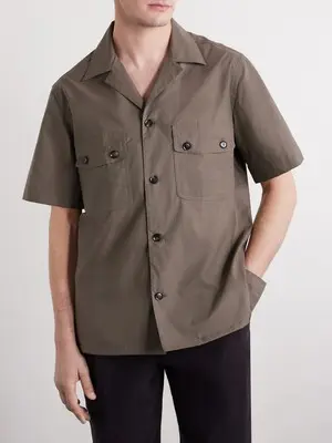 Brioni Convertible-collar Cotton-poplin Shirt